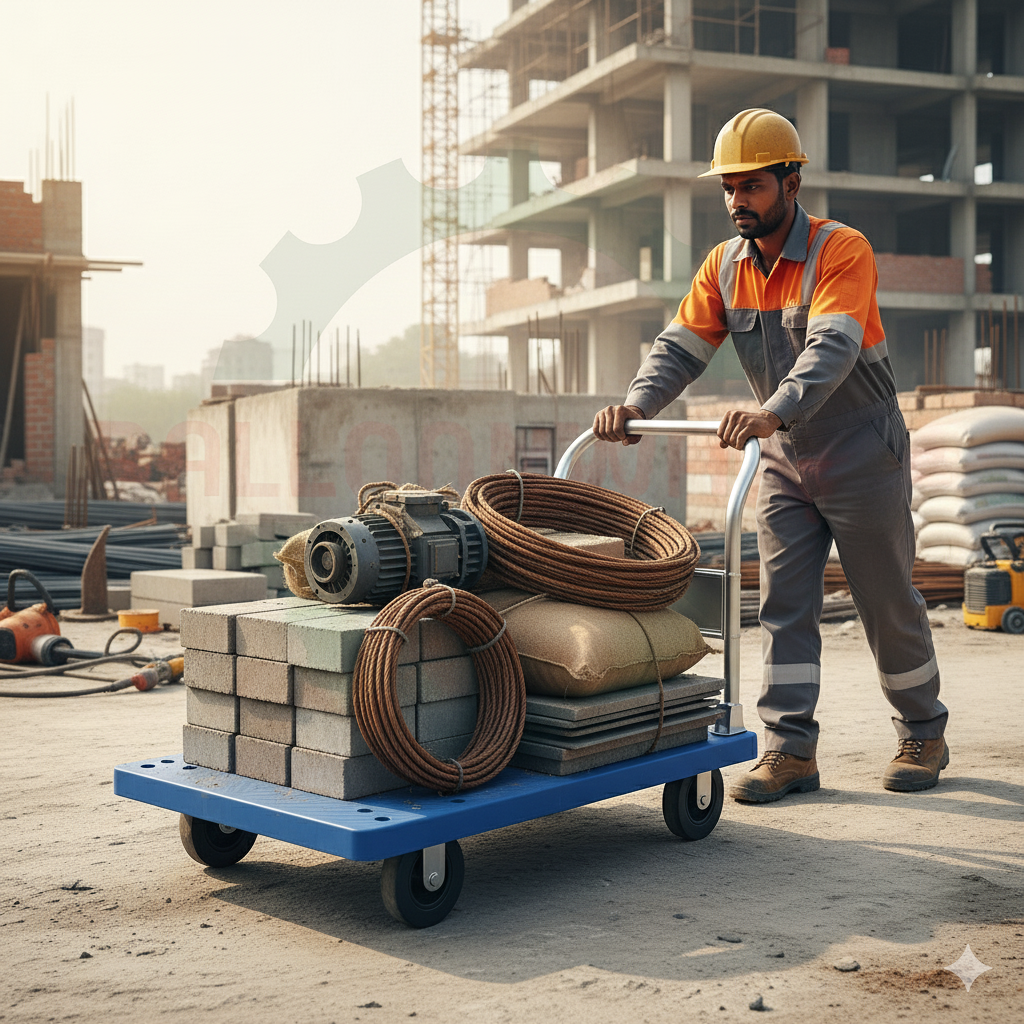 Buy 5 Wheel Plastic Platform Trolley – 500 Kg Capacity (Blue) in ...