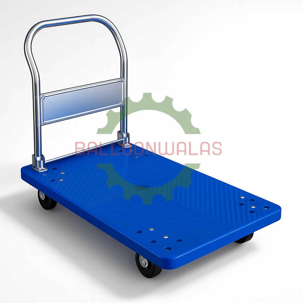 Buy 4 Wheel Plastic Platform Trolley – 300 Kg Capacity (Blue) in ...